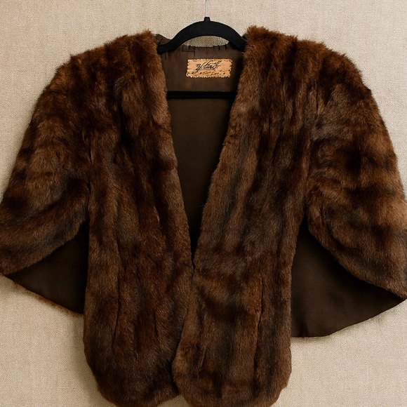 Oh Minky | Jackets & Coats | Vintage Authentic Mink Brown Cape ...